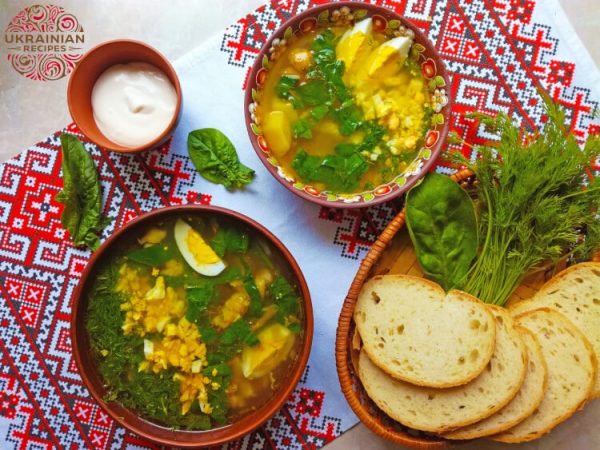 Sorrel soup (schavel borscht) with chicken – Ukrainian Recipes